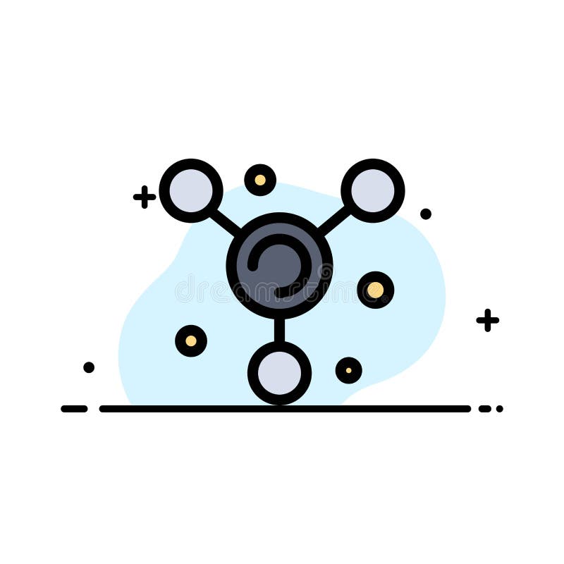 Atom, Molecule, Science Business Flat Line Filled Icon Vector Banner ...