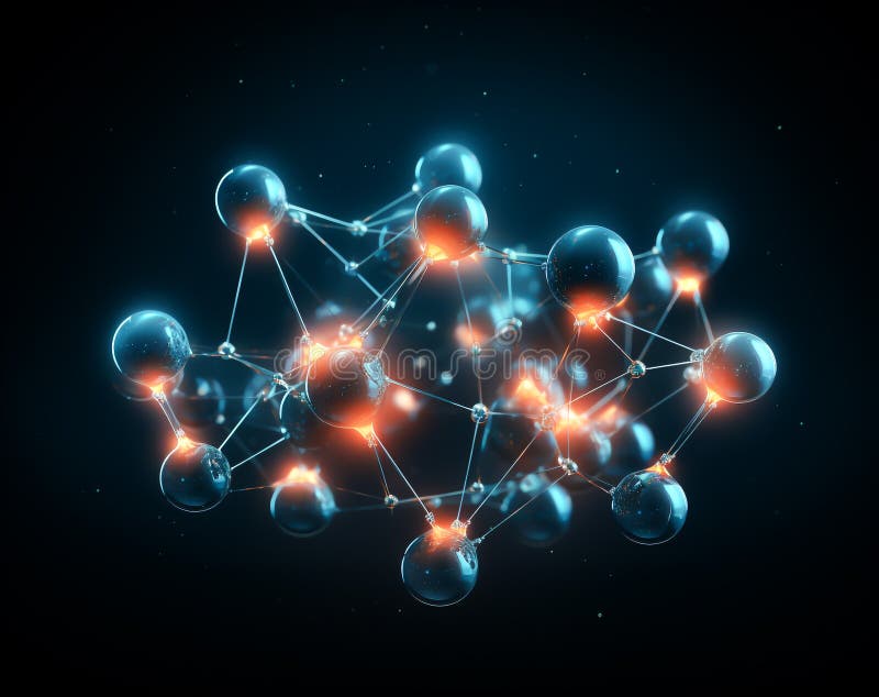 Atom or Molecule Structure on Digital Background Stock Illustration ...