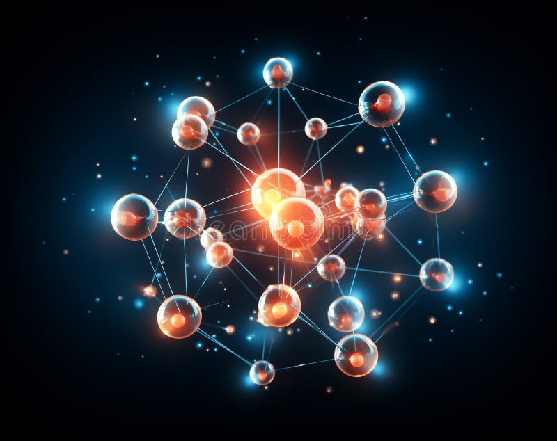 Atom or Molecule Structure on Digital Background Stock Illustration ...