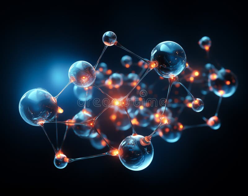 Atom or Molecule Structure on Digital Background Stock Illustration ...