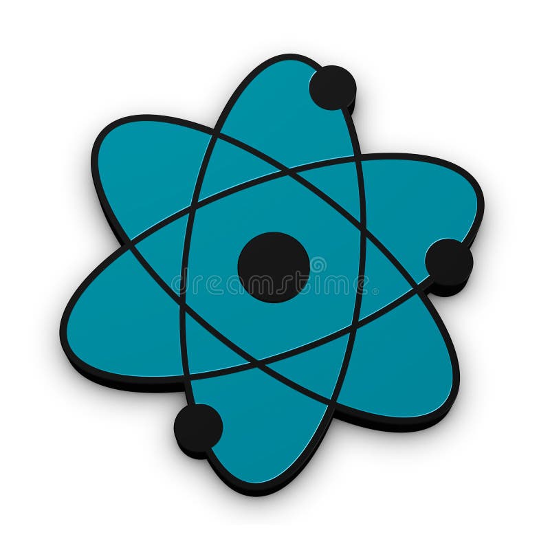 Atom Molecule Symbol - 3D Illustration - Isolated on White Background ...