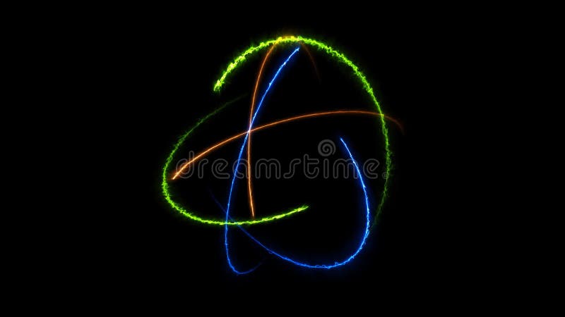 Atom Moving by Infinity of Orange Fire Green Nature Blue Thunder Energy ...