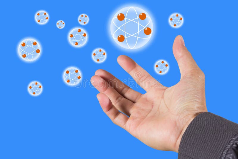 Atom Network Icon Over Hand Stock Photo - Image of ethnicity, finger ...