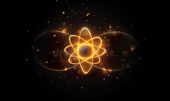 Atom Nuclear Particle with Orbit of Electron or Proton, Colorful Background with Physics Nucleus ...