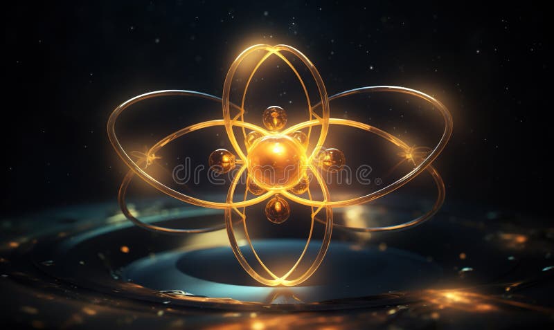 Atom Nuclear Particle with Orbit of Electron or Proton, Colorful ...