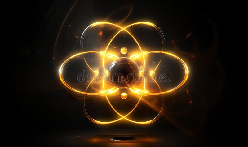 Atom Nuclear Particle with Orbit of Electron or Proton, Colorful ...