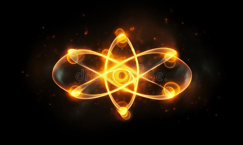 Atom Nuclear Particle with Orbit of Electron or Proton, Colorful ...