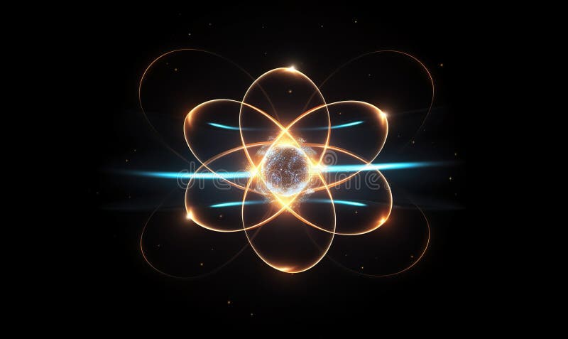 Atom Nuclear Particle with Orbit of Electron or Proton, Colorful ...