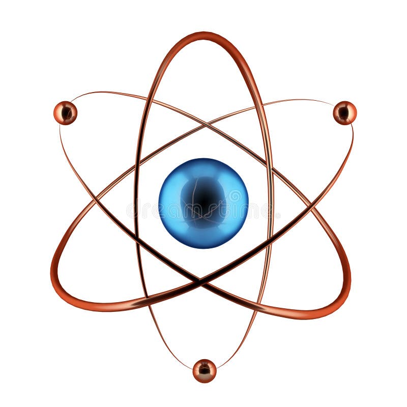Atom of nuclear shape. stock illustration. Illustration of chrome ...