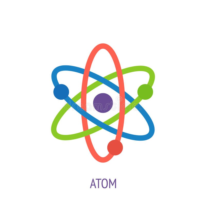 Atom with Nucleus and Electrons. Vector Flat Icon Stock Vector ...