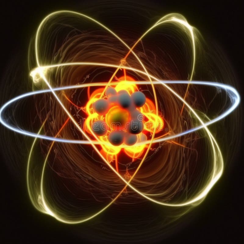 Atom with a Nucleus of Protons and Neutrons and Orbits of Electrons ...