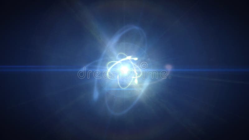 Atom orbit light in space stock illustration. Illustration of bright ...