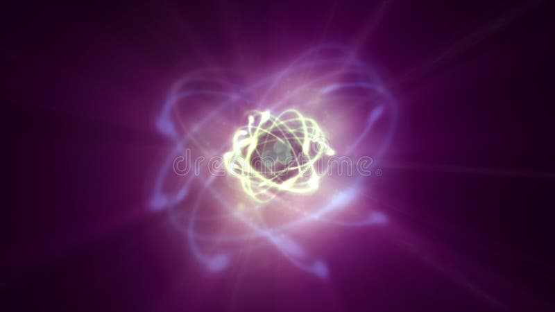 Atom orbit light in space stock illustration. Illustration of animation ...