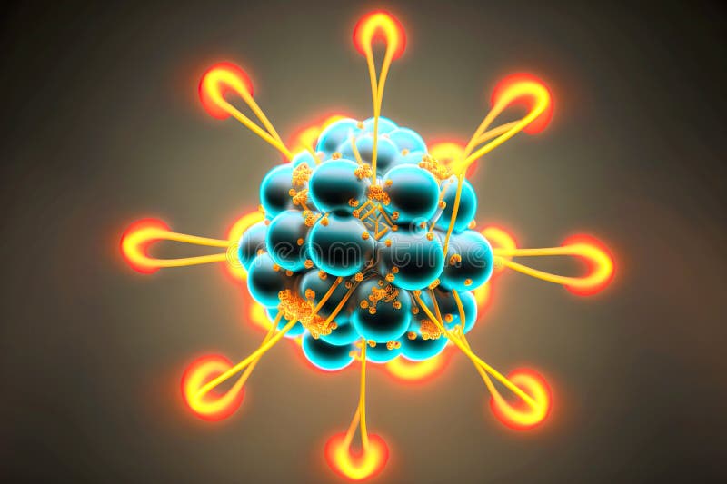Atom Orbit Model of Blue Balls with Yellow Divergent Rays Stock ...