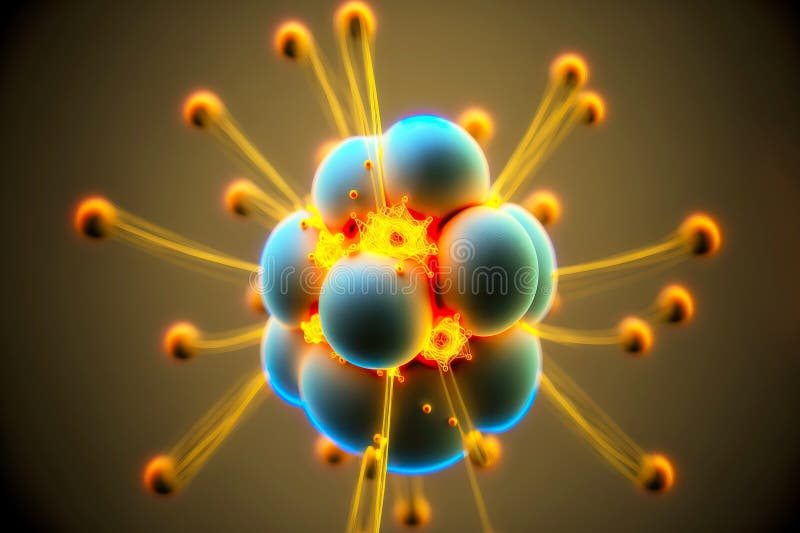 Atom Orbit Model of Blue Balls with Yellow Divergent Rays Stock ...