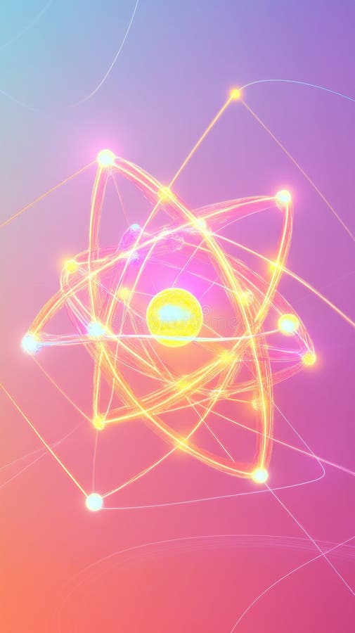 Atom Orbiting Electrons Glowing Energy Structure Physics Science Stock ...
