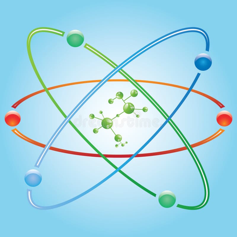 Atom Part on Blue Background. Stock Vector - Illustration of power ...