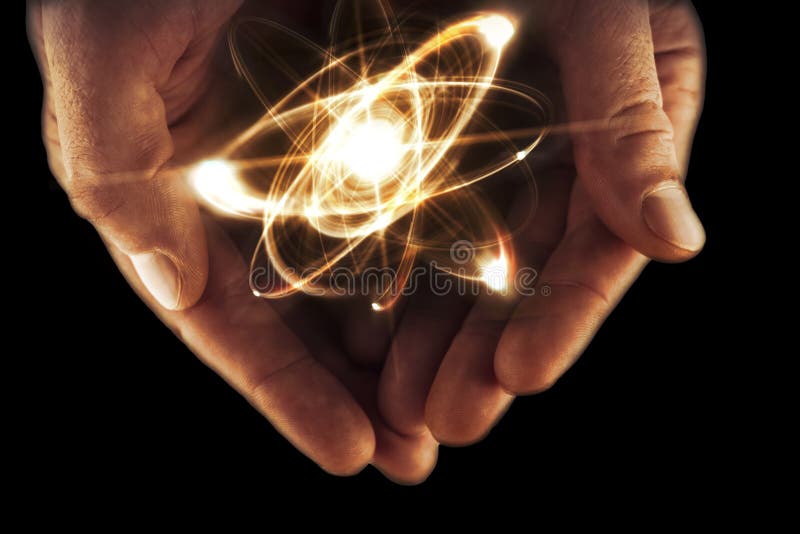 Atoom Deeltjes Handen stock foto. Image of atoom, elektron - 60225030