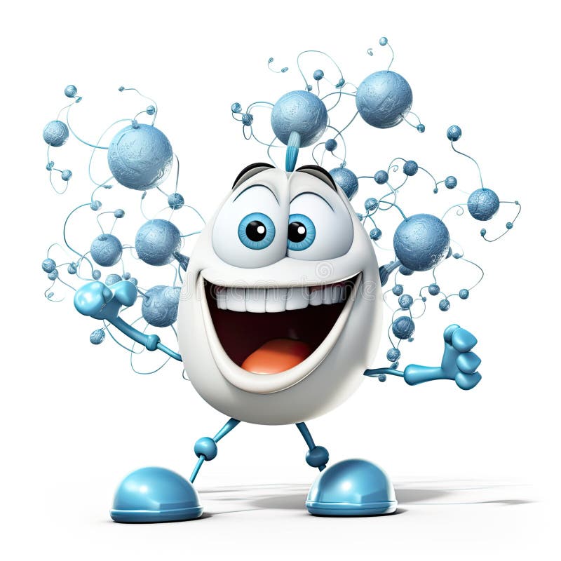 Atom with Particles Surrounding it, Cartoon Character Stock ...