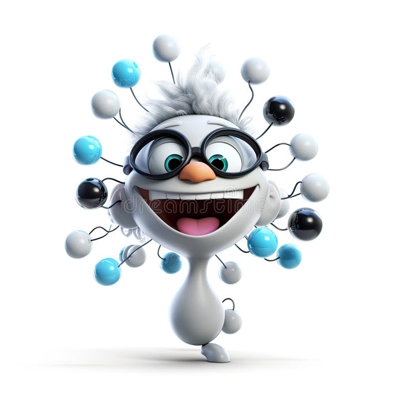 Atom with Particles Surrounding it, Cartoon Character Stock ...
