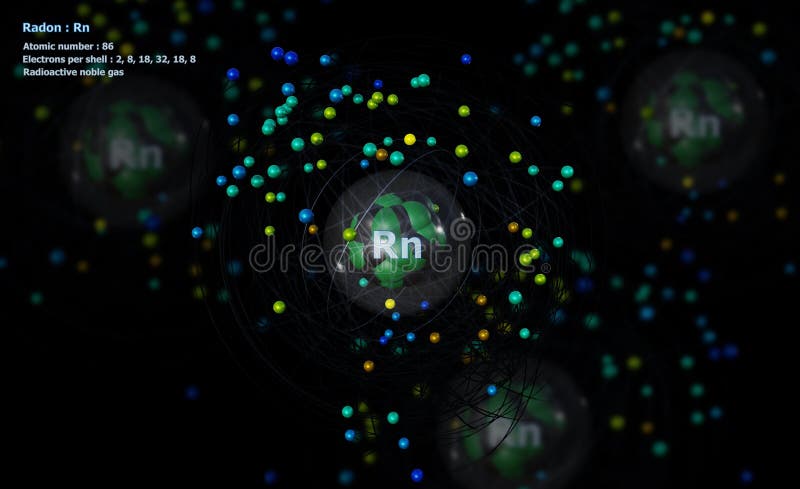 Atom of Radon with Detailed Core and Its 86 Electrons with Atoms Stock ...