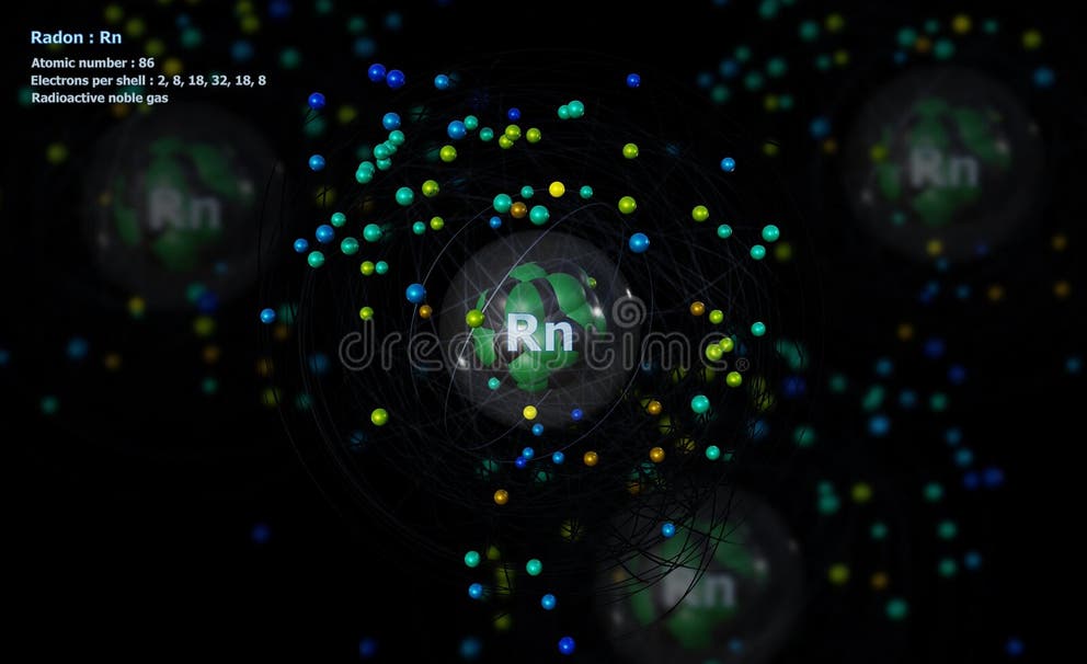 Atom of Radon with Detailed Core and Its 86 Electrons with Atoms Stock ...