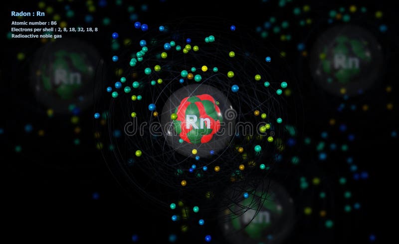 Atom of Radon with Detailed Core and Its 86 Electrons with Atoms Stock ...
