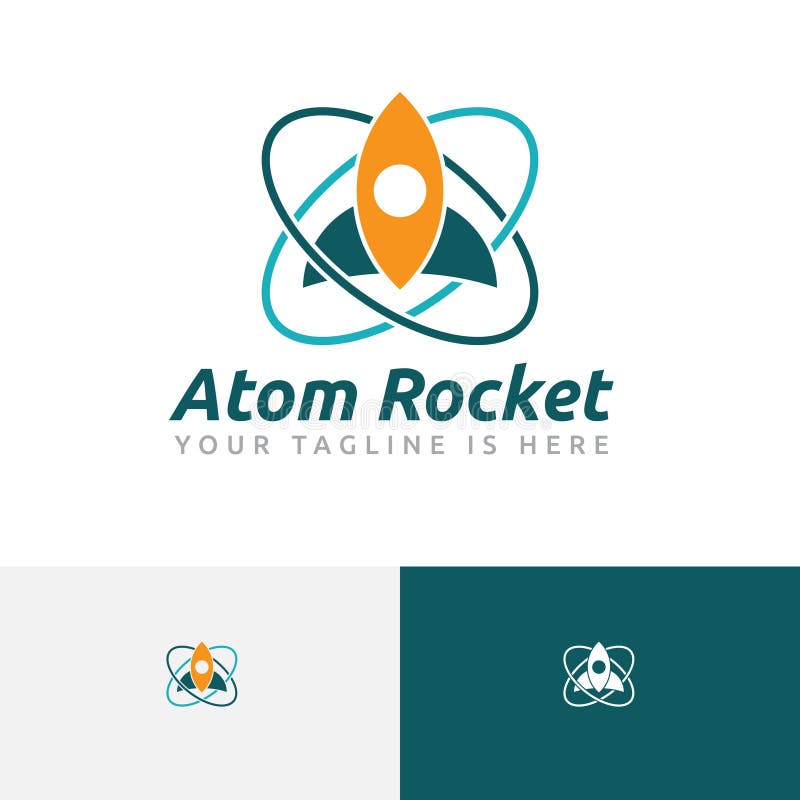 Atom Rocket Space Ship Modern Science Technology Logo Stock ...