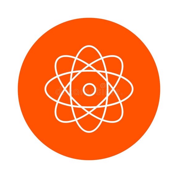 Atom with Rotating Electrons, Circular Line Icon, Simple Color Change, Flat Style Stock ...
