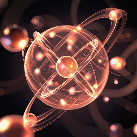 Atom with Rotating Electrons, Energy and Matter Concept Background ...