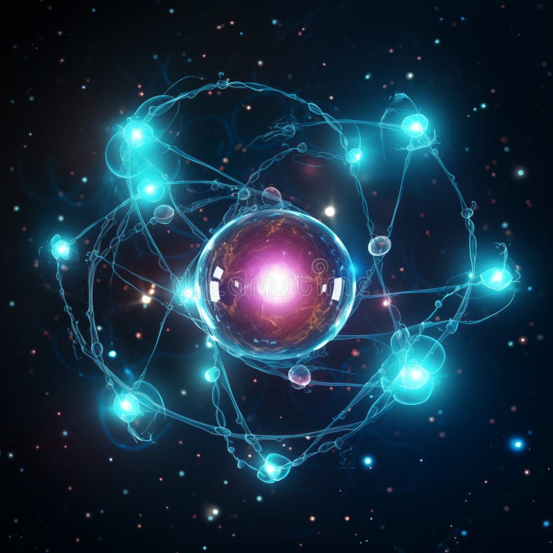Atom with Rotating Electrons, Energy and Matter Concept Background ...