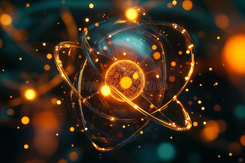 Atom with Rotating Electrons, Energy and Matter Concept Background ...