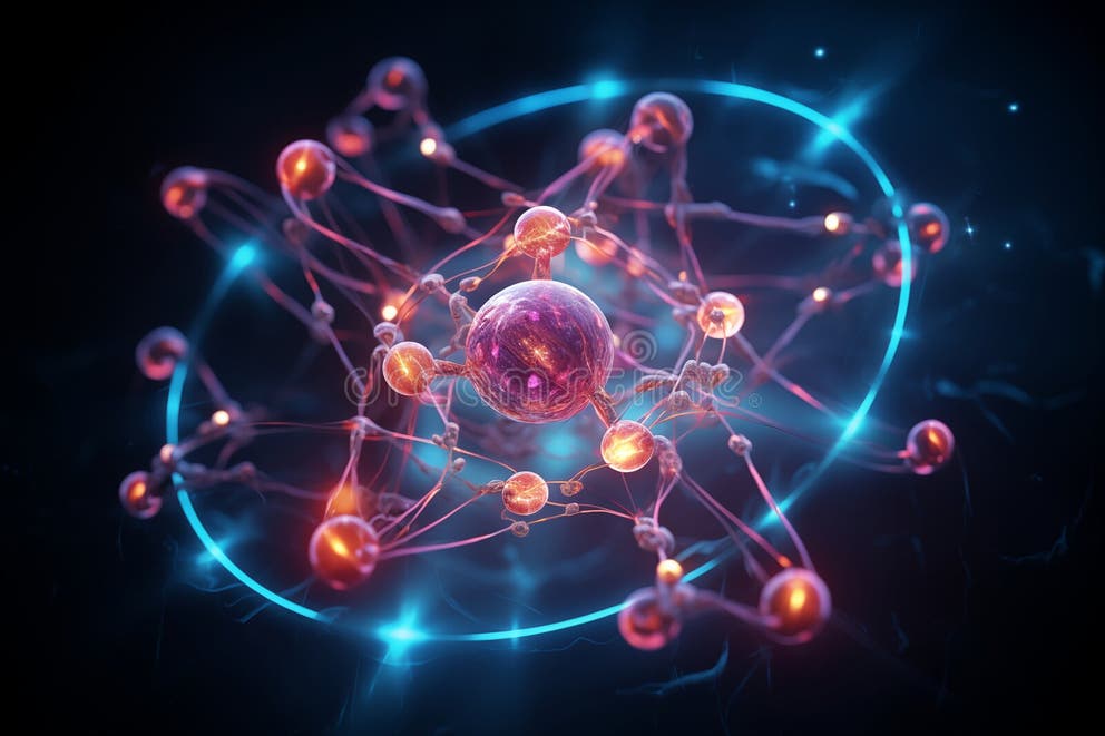 Atom with Rotating Electrons, Energy and Matter Concept Background ...