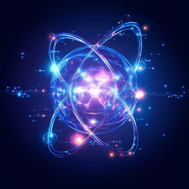 Atom with Rotating Electrons, Energy and Matter Concept Background ...