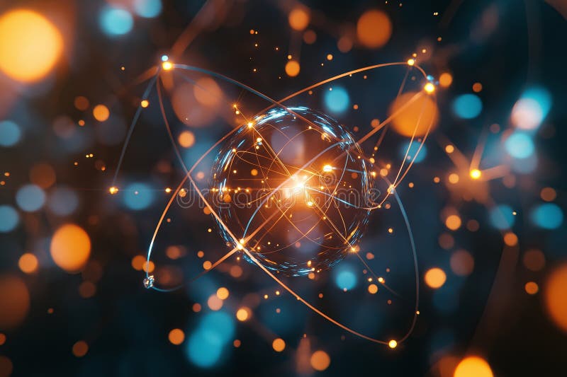 Atom with Rotating Electrons, Energy and Matter Concept Background ...