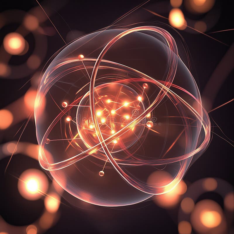 Atom with Rotating Electrons, Energy and Matter Concept Background ...