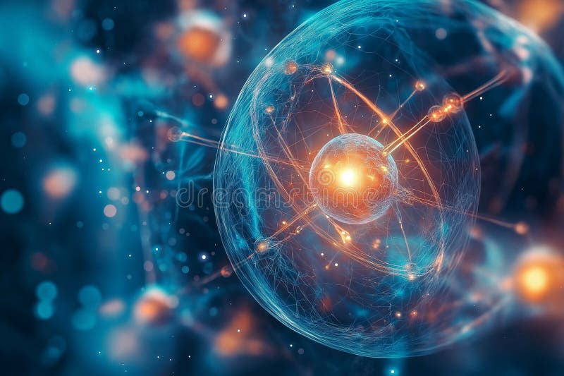 Atom with Rotating Electrons, Energy and Matter Concept Background ...