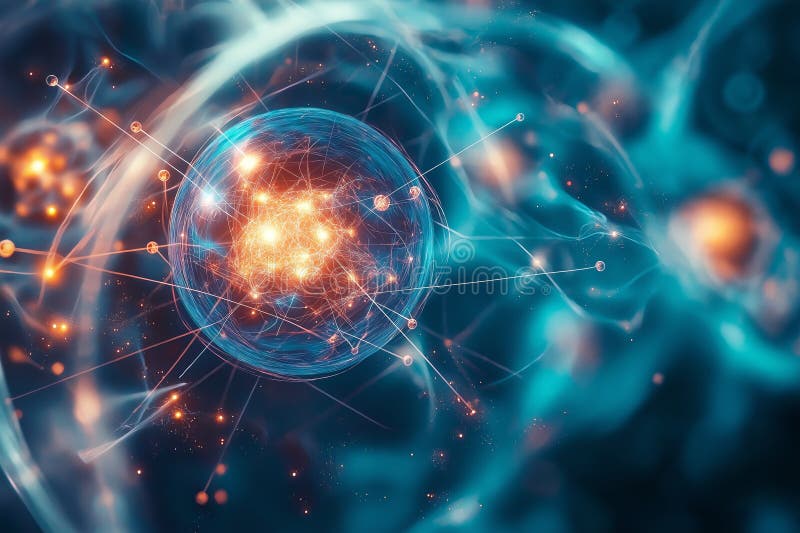 Atom with Rotating Electrons, Energy and Matter Concept Background ...