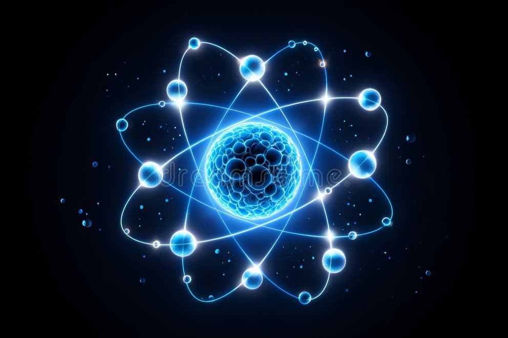 Atom with Rotating Electrons, Energy and Matter Concept Background ...