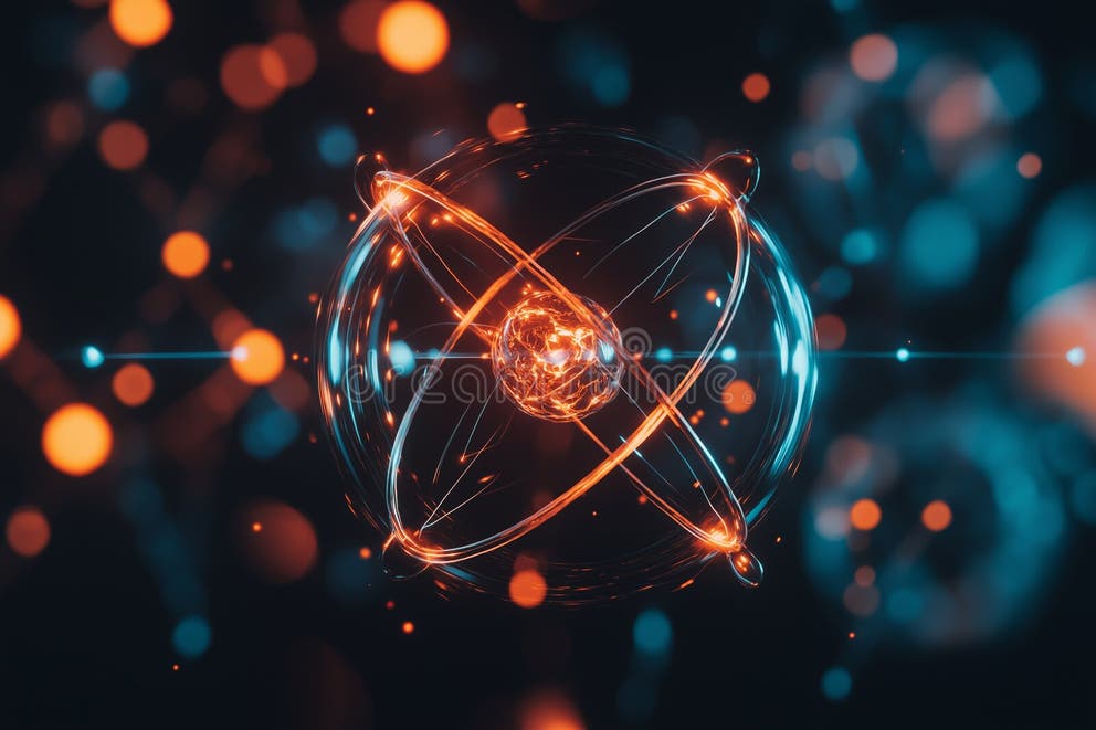 Atom with Rotating Electrons, Energy and Matter Concept Background ...