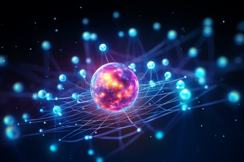 Atom with Rotating Electrons, Energy and Matter Concept Background ...