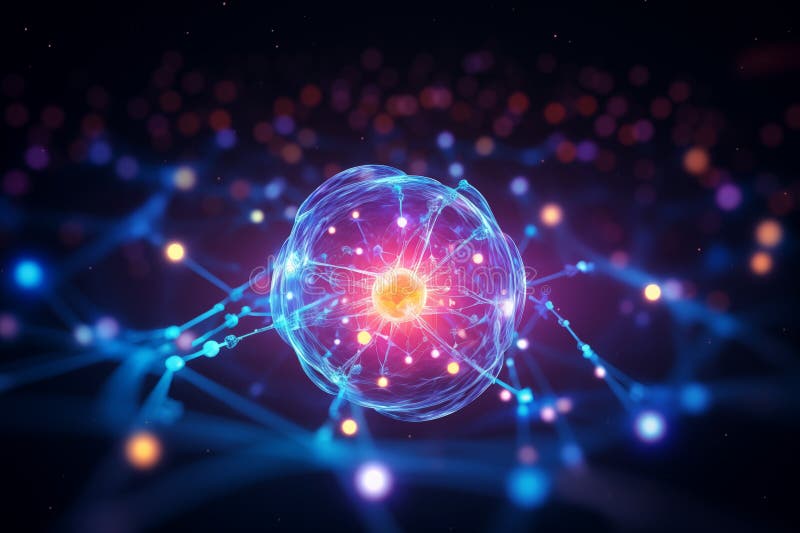 Atom with Rotating Electrons, Energy and Matter Concept Background ...