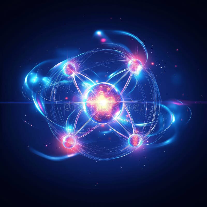 Atom with Rotating Electrons, Energy and Matter Concept Background ...