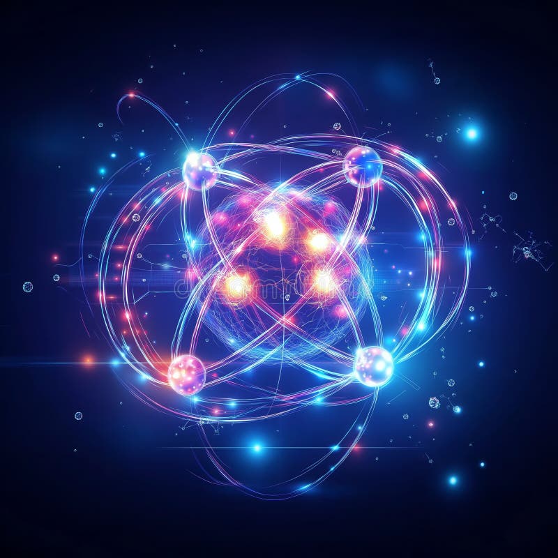 Atom with Rotating Electrons, Energy and Matter Concept Background ...