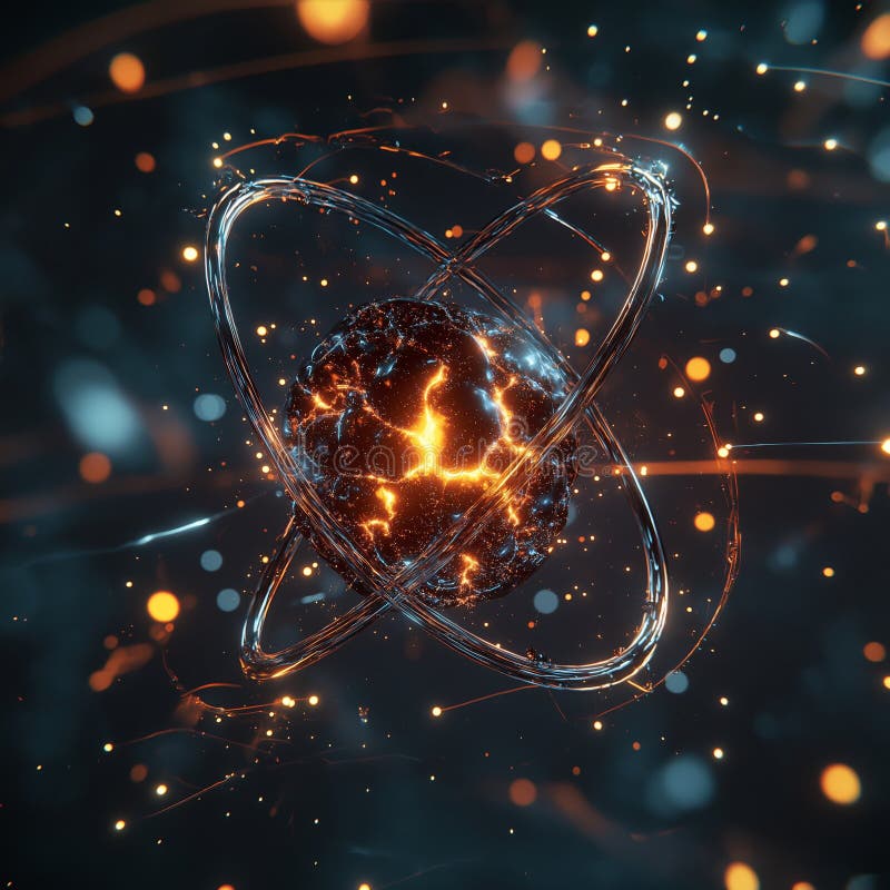 Atom with Rotating Electrons, Energy and Matter Concept Background ...