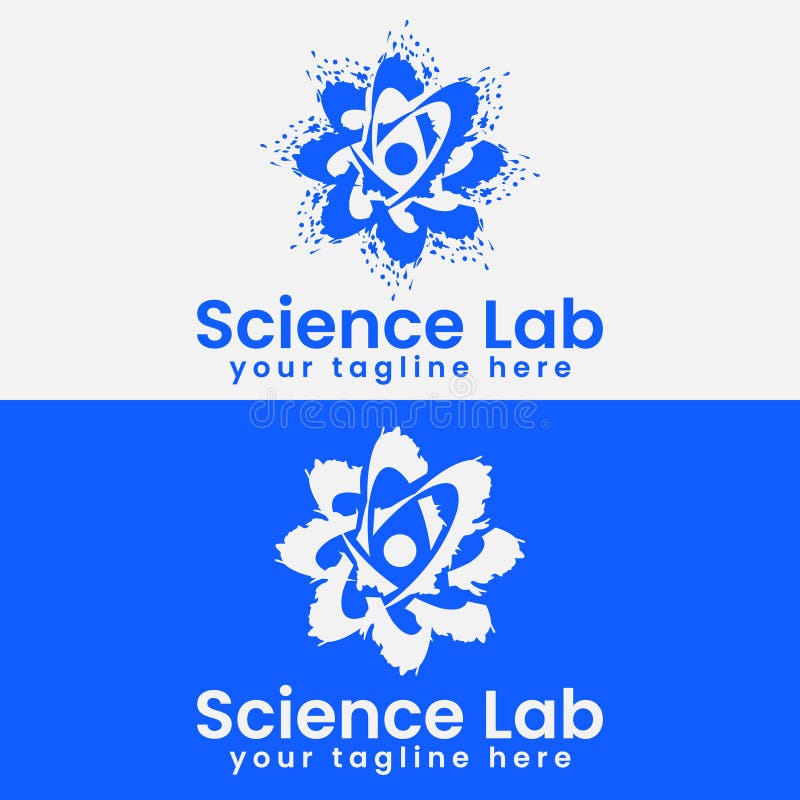 Atom Science Logo Icon Template with Laboratory Vector Illustration ...