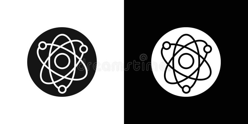 Atom Scientific Icon Flat Vector Set Outline Stock Vector ...