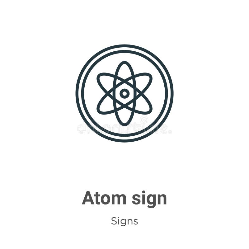 Atom Sign Outline Vector Icon. Thin Line Black Atom Sign Icon, Flat ...