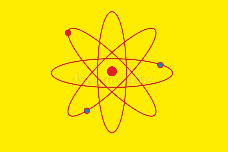 Atom Sign in Yellow Background Stock Illustration - Illustration of ...