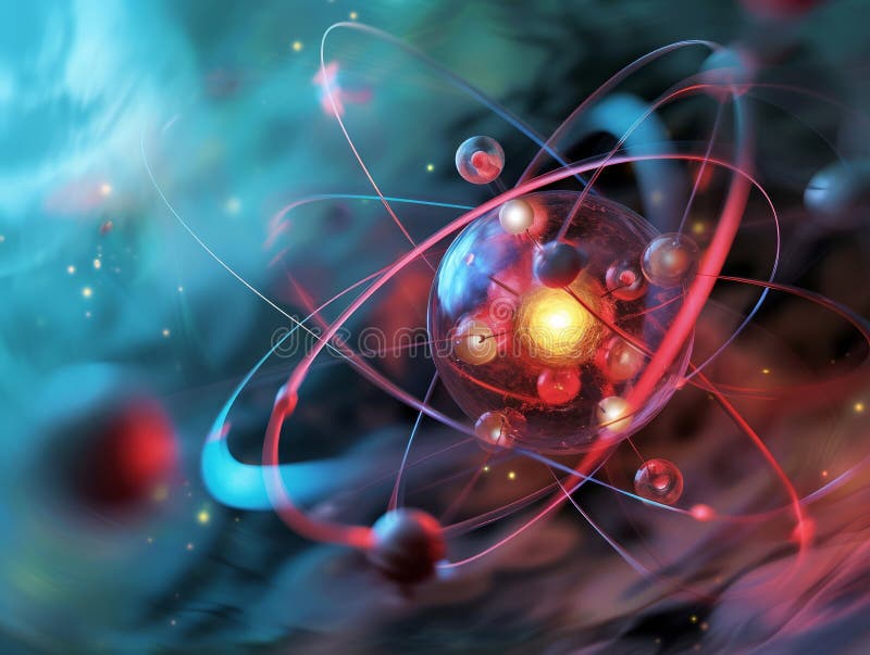 Atom in Space. Science and Technology Background Stock Illustration ...